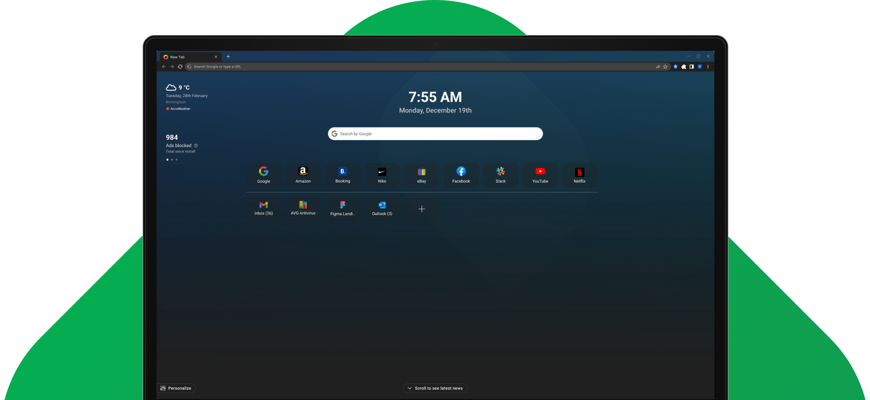 O browser Web privado | AVG Secure Browser